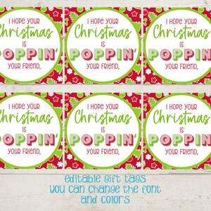 Editable Christmas Gift Tag , I Hope Your Christmas is Poppinʻ , Gift ...