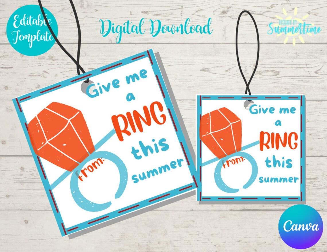 Editable Ring Pop Gift Tag , Gift Tag , End of Year Gift Tags for ...