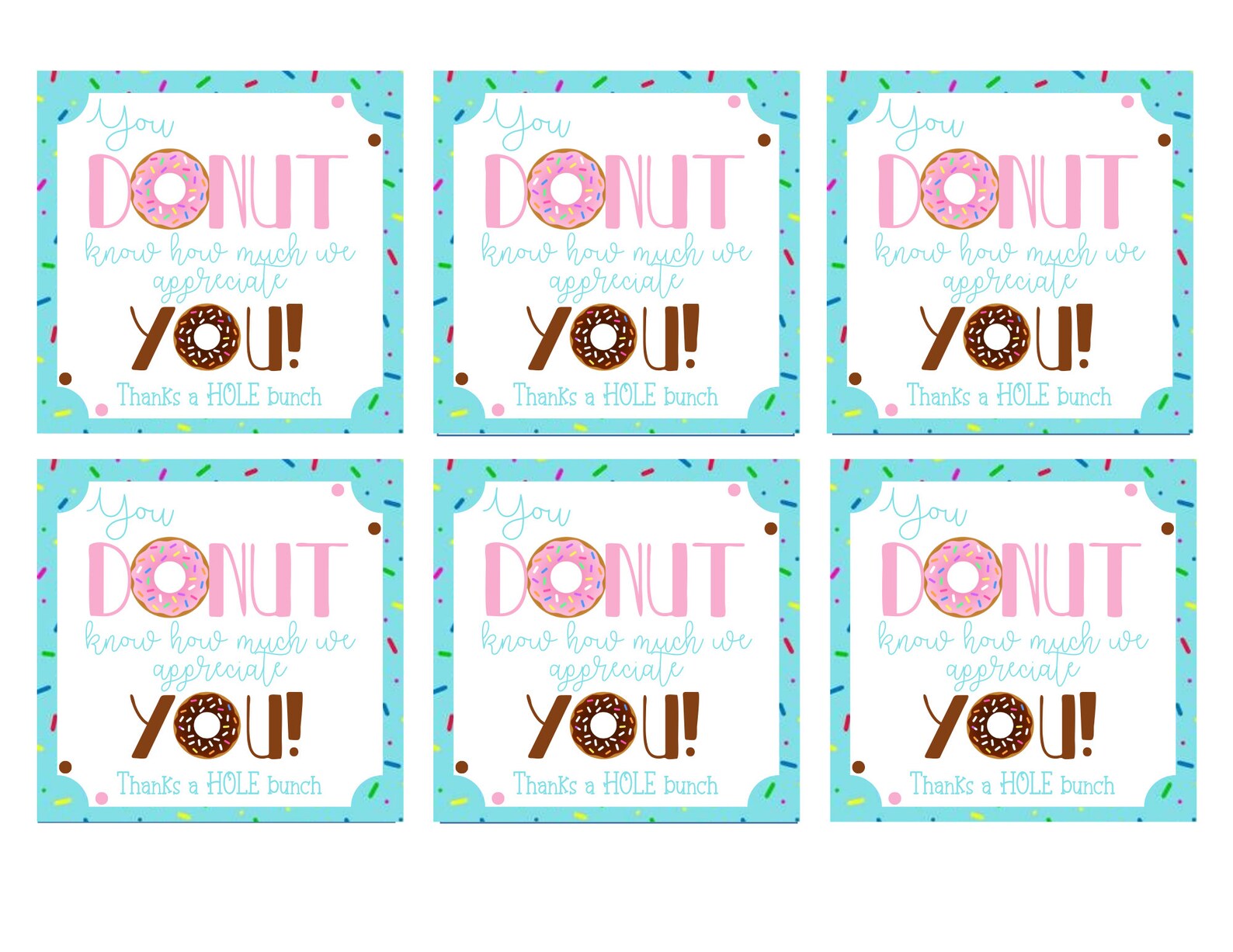Editable Donut Gift Tag Donut Appreciation Tag Staff - Etsy