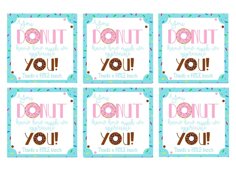 Editable Donut Gift Tag Donut Appreciation Tag Staff - Etsy