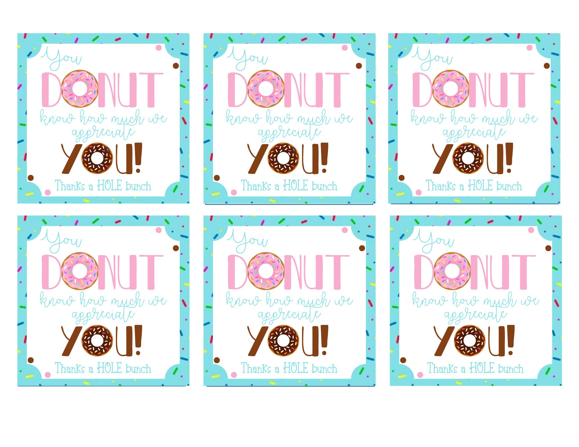 Editable Donut Gift Tag , Donut Appreciation Tag , Staff Appreciation ...