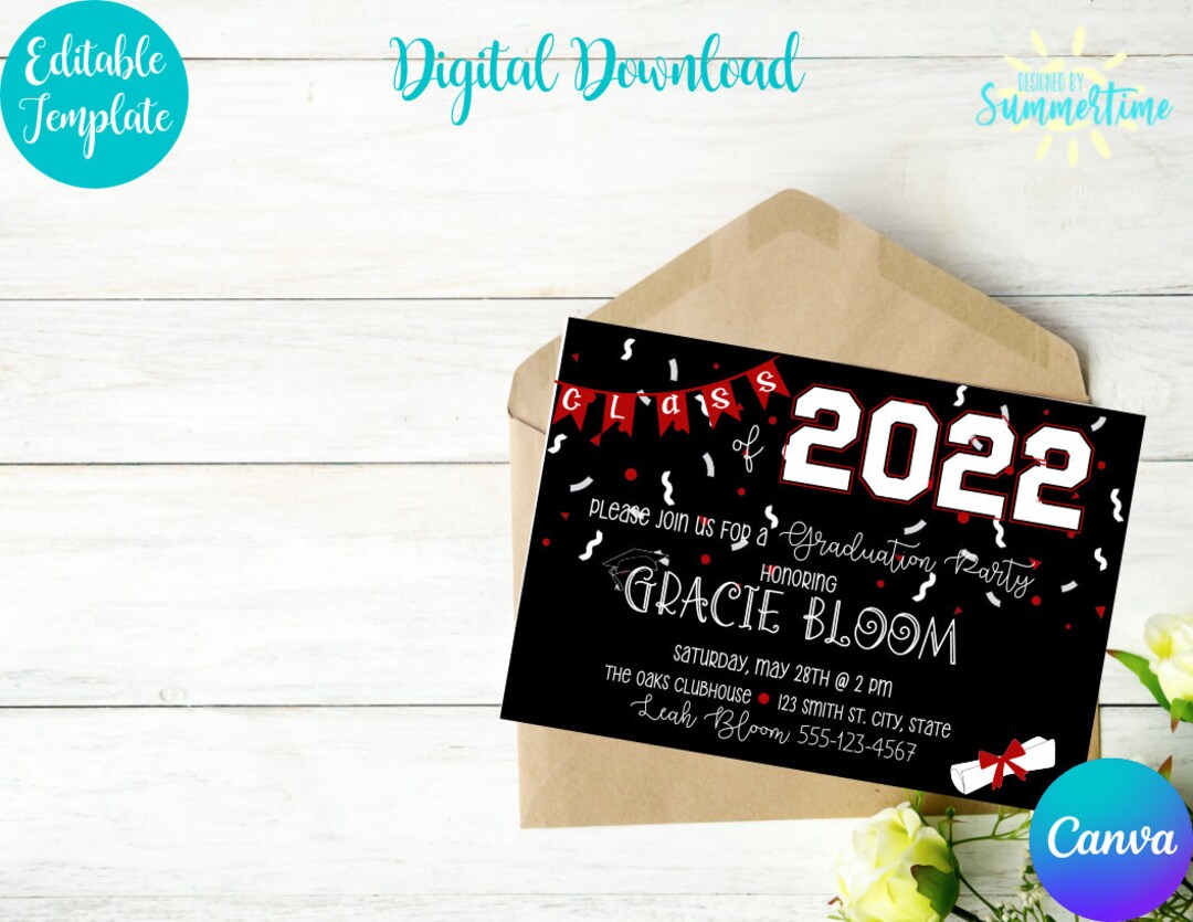 Editable Graduation Party Invitation, Graduation Invitation, Class of ...