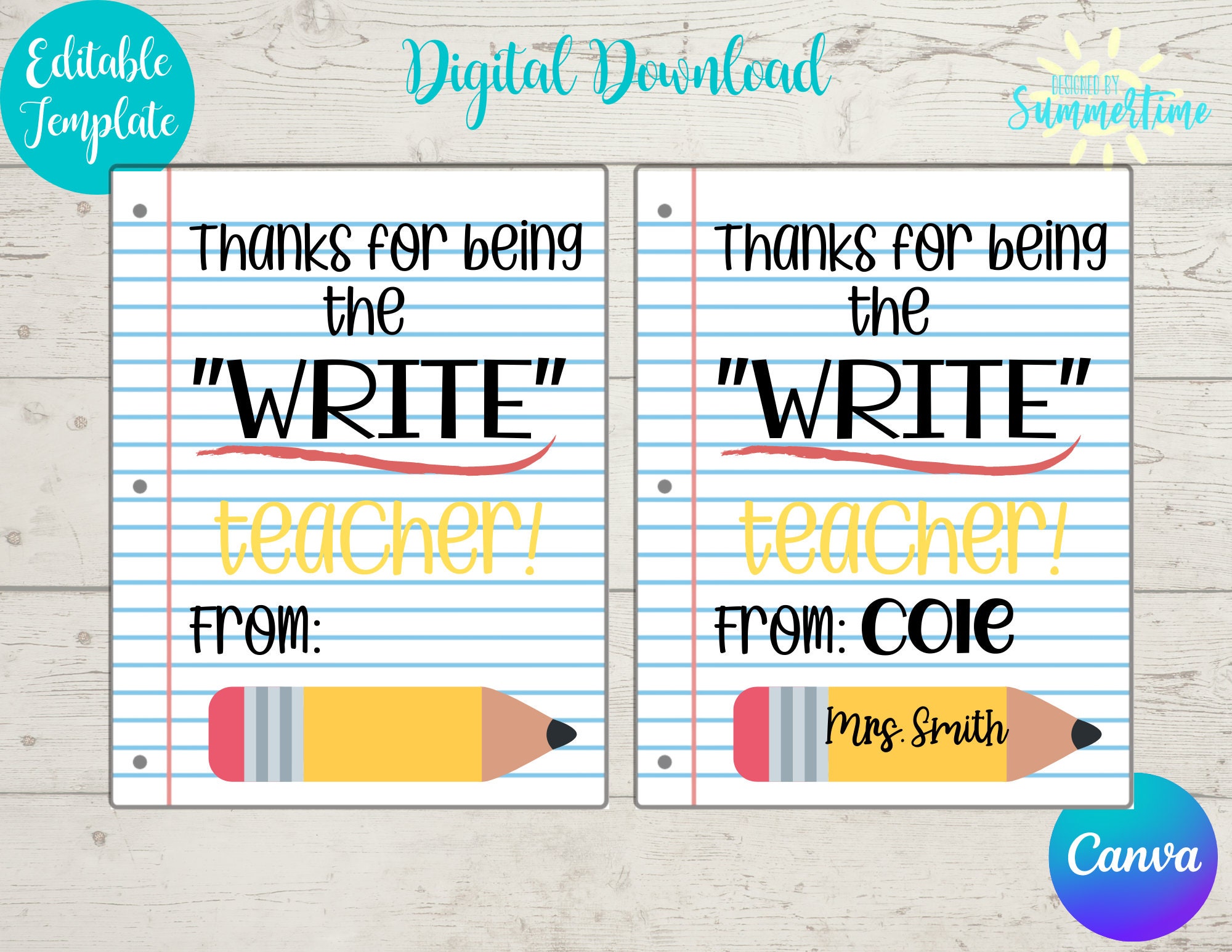 Editable the Write Teacher Tag , Teacher Appreciation , End of Year ...