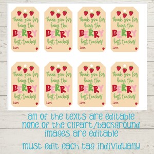 Editable Berry Favor Tag , Berry Sweet Summer Tag , End of School Tag ...