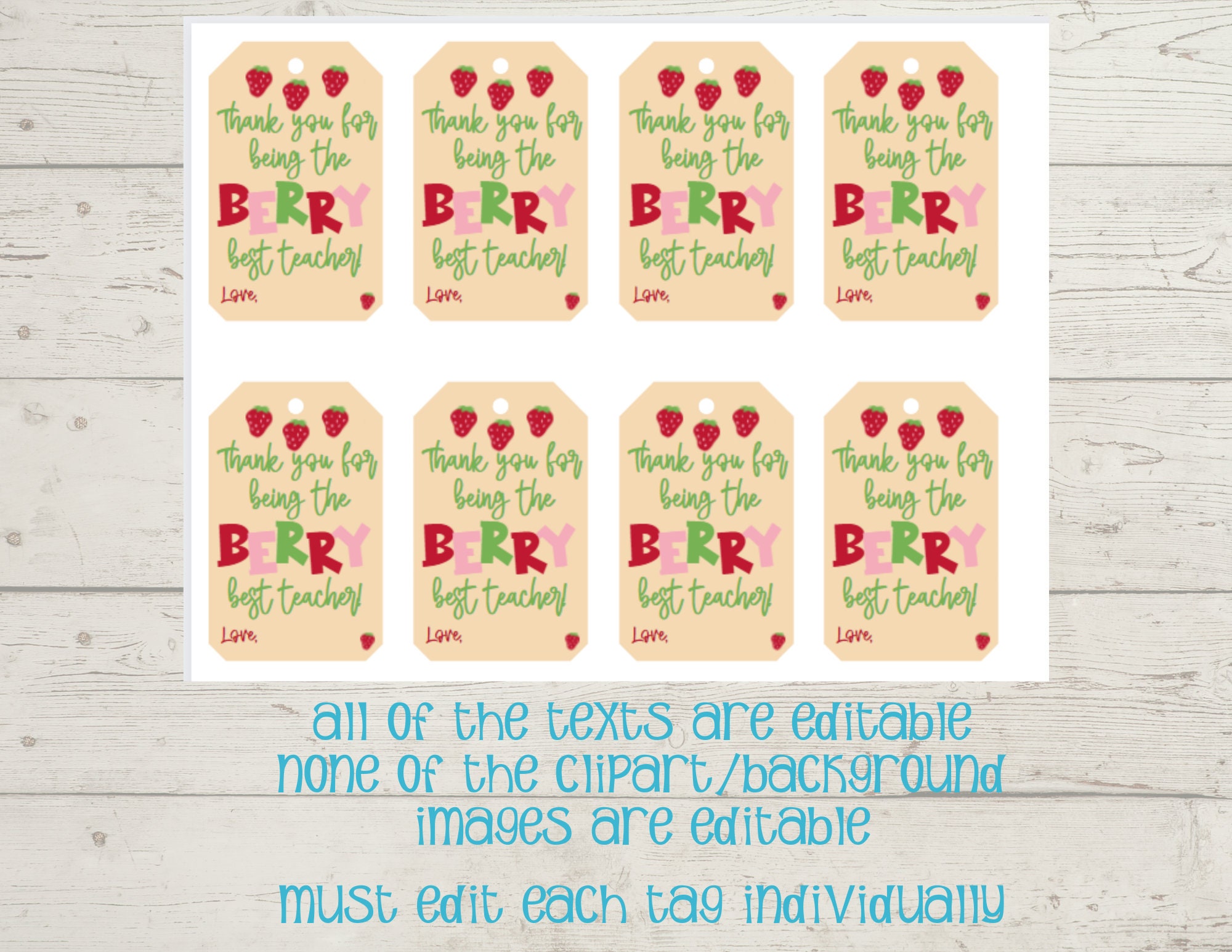 Editable Berry Favor Tag , Berry Sweet Summer Tag , End of School Tag ...