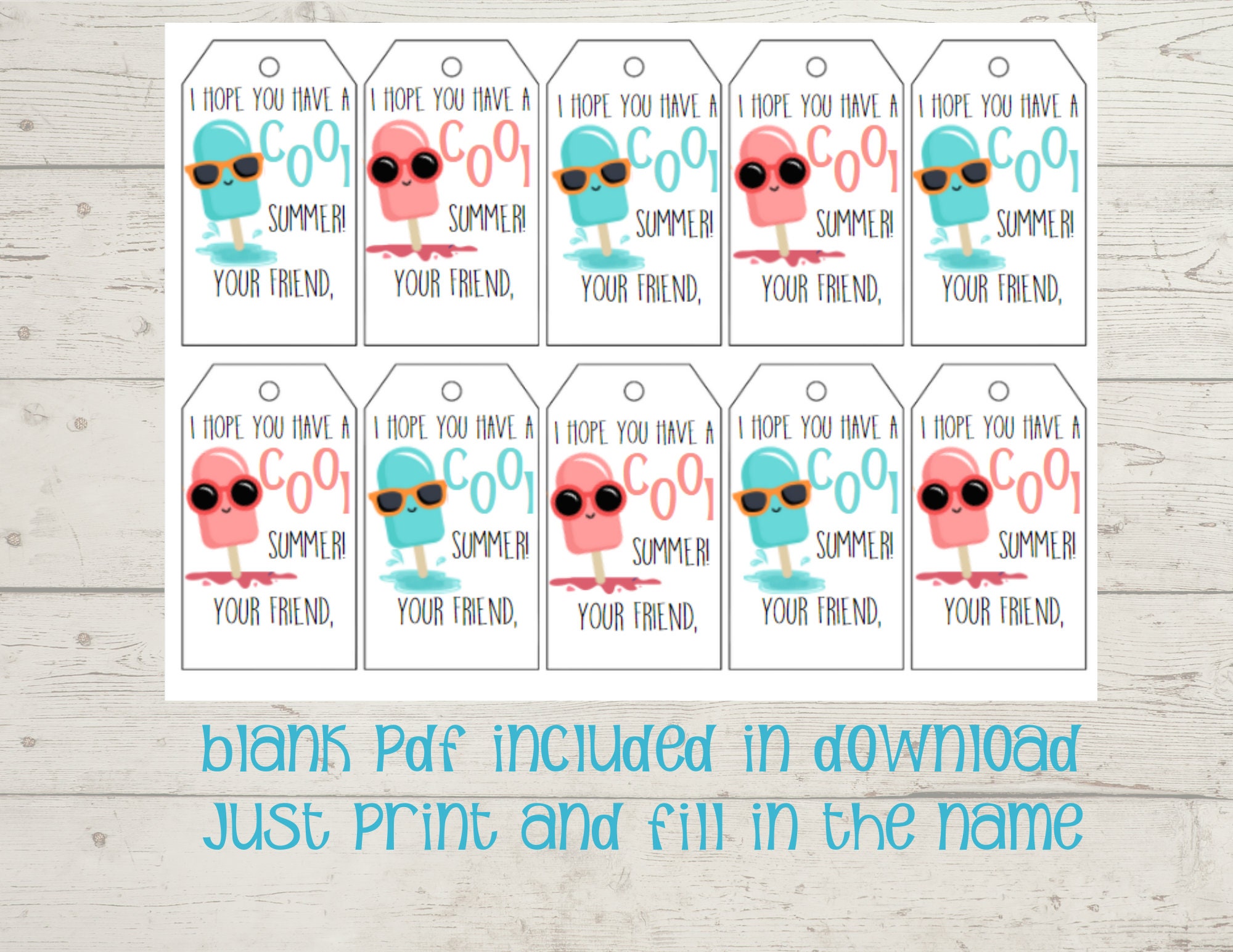 Editable End of Year Gift Tag , Have a Cool Summer Tag , End of Year ...