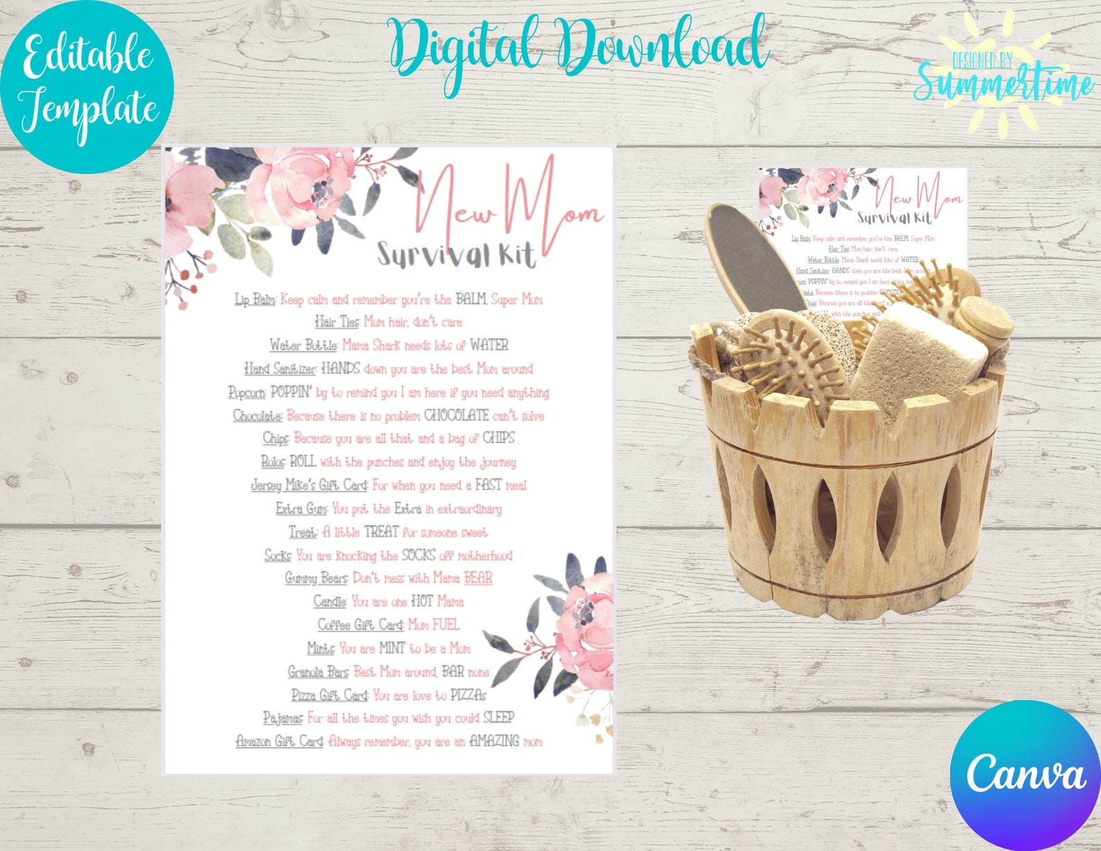 Editable New Mom Survival Kit Tag , New Mother , Mother Survival Kit ...