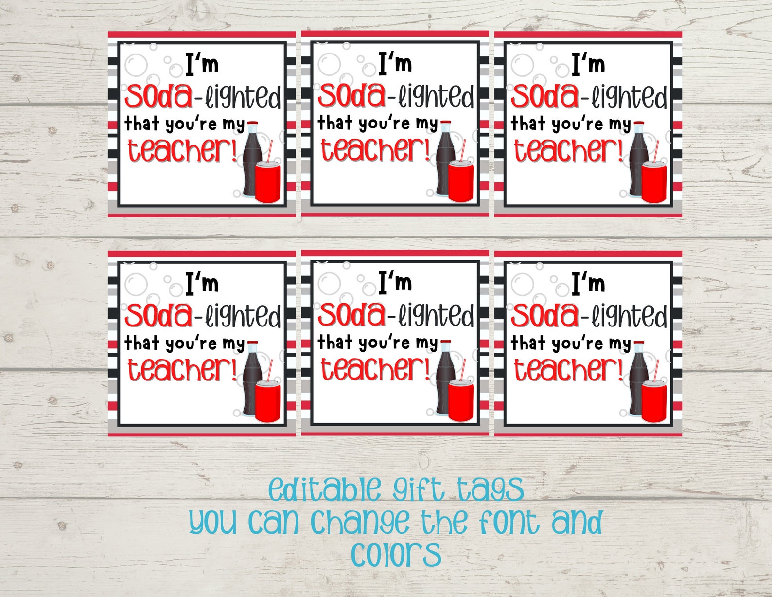 Editable Beginning of School Gift Tag , Soda-lighted Gift Tag , School ...