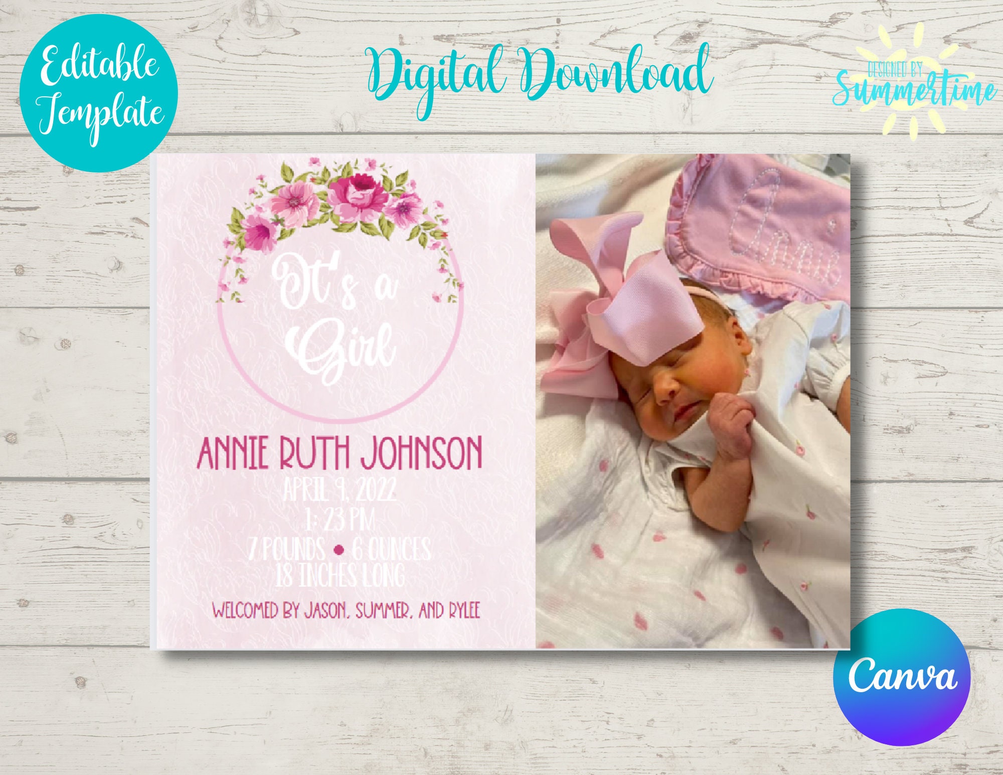 Baby Girl Printable Template Newborn Baby Girl Memory Book Pdf