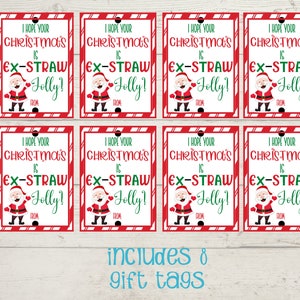 Editable Christmas Gift Tag, Christmas is Ex-straw Jolly, Gift Tag for ...