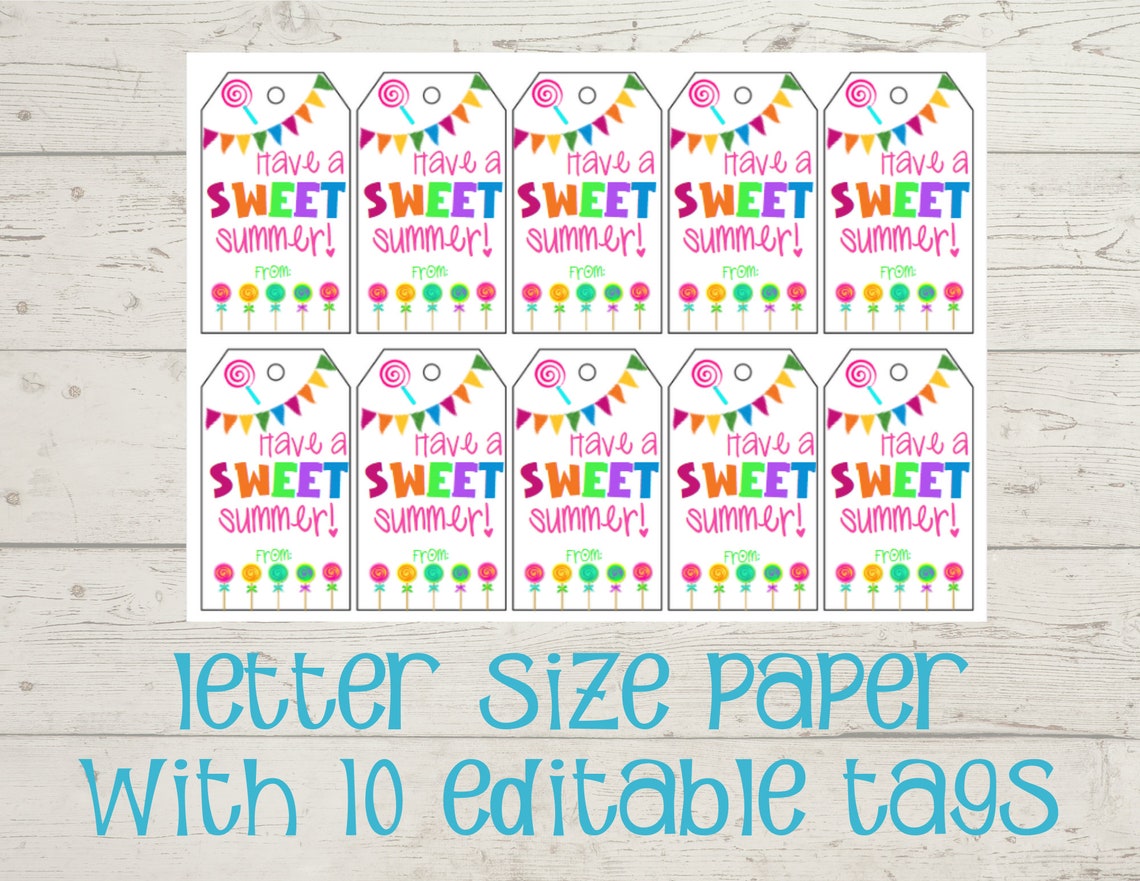 Editable End of Year Gift Tag , Sweet Summer Tag , End of Year Gift ...