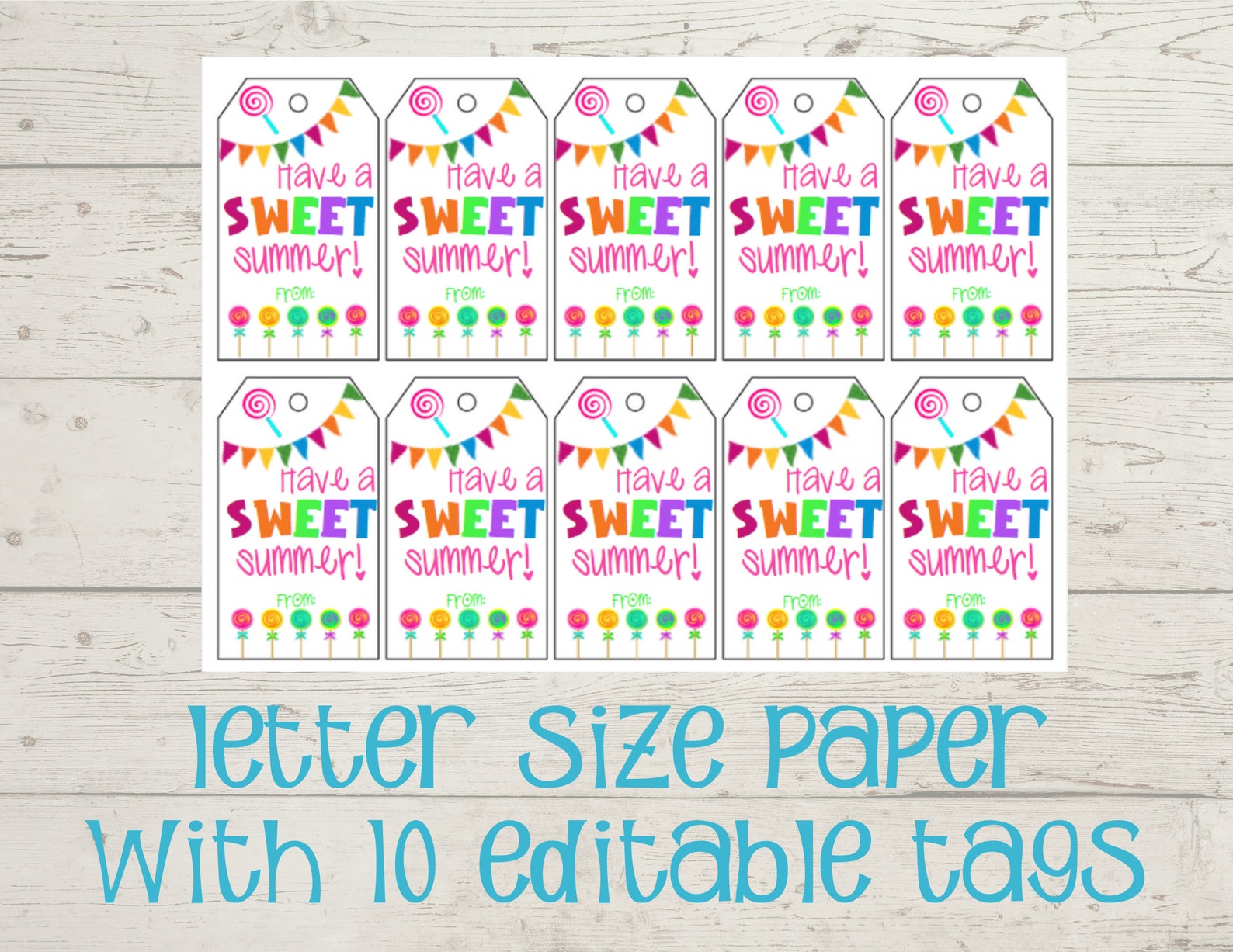 Editable End of Year Gift Tag , Sweet Summer Tag , End of Year Gift ...