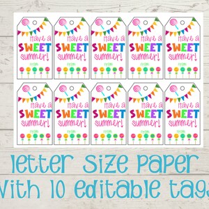Editable End of Year Gift Tag , Sweet Summer Tag , End of Year Gift ...
