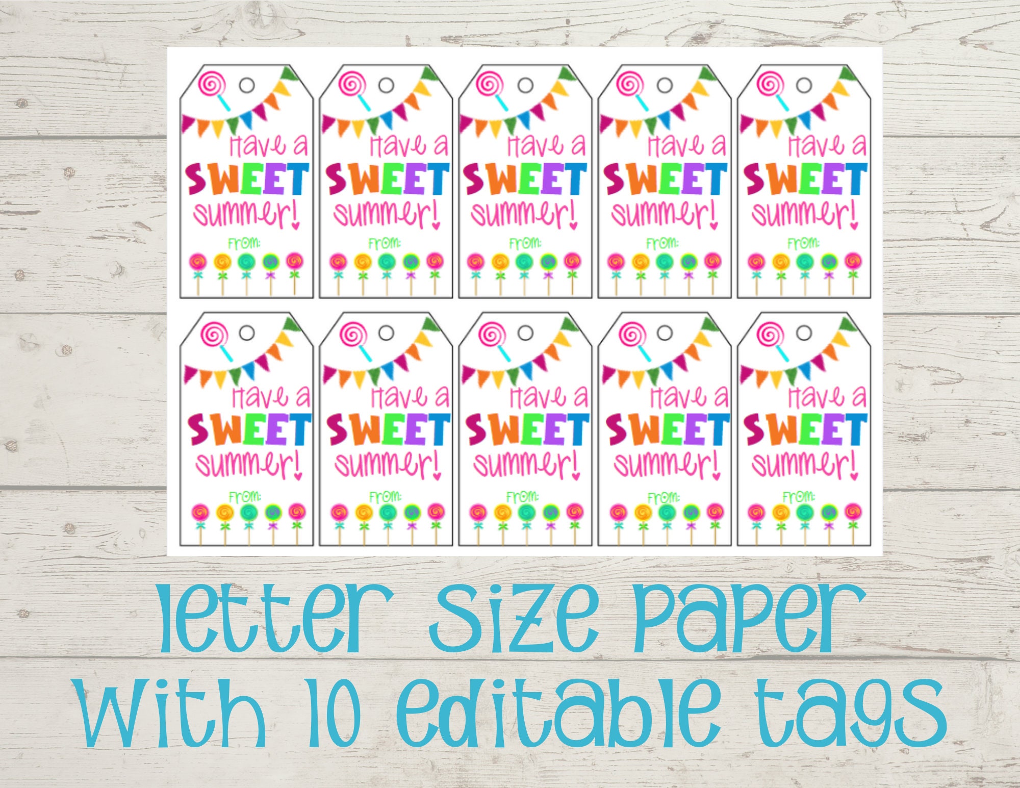 Editable End of Year Gift Tag , Sweet Summer Tag , End of Year Gift ...