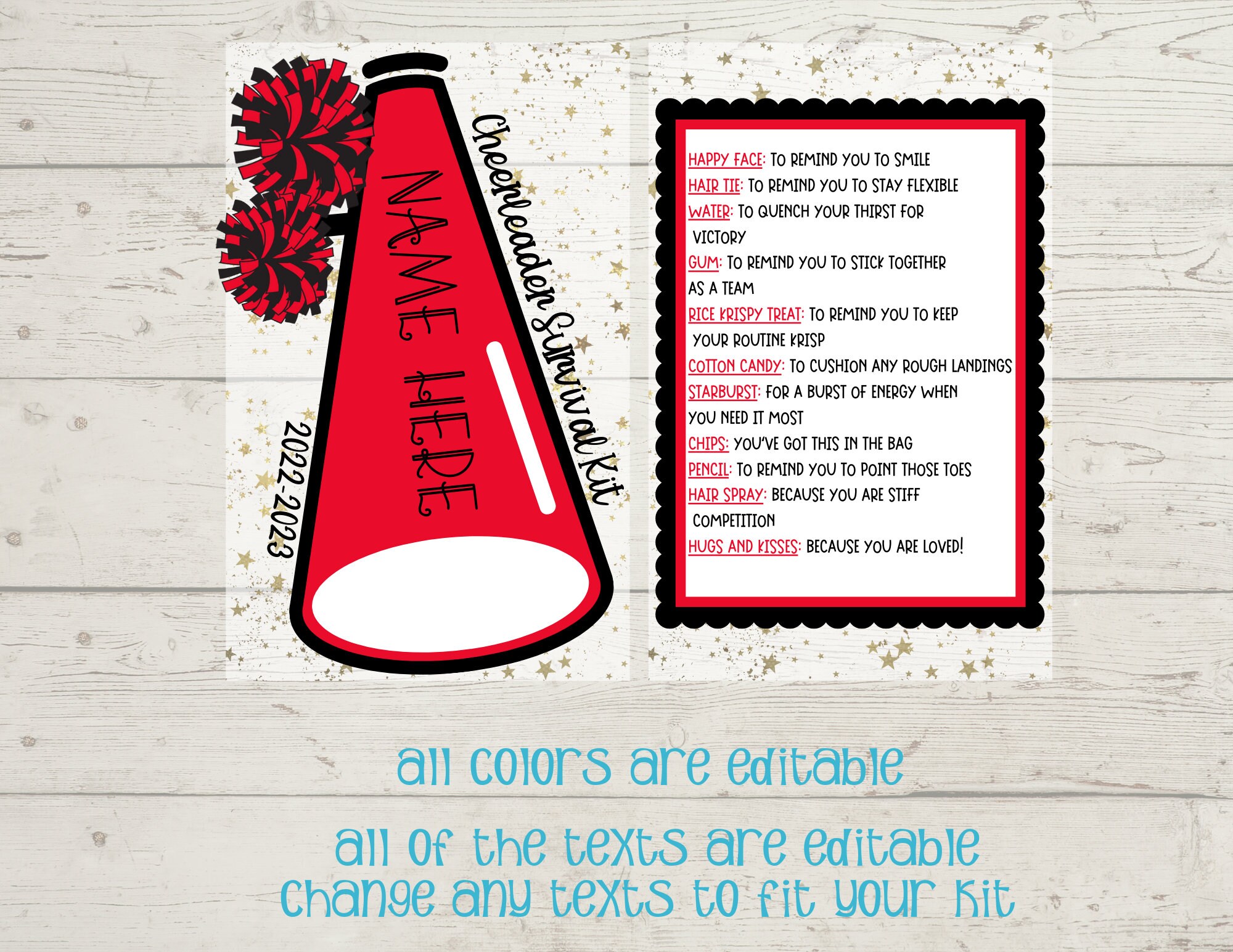 Editable Cheerleader Survival Kit Tag , Cheer Competition , Cheer ...