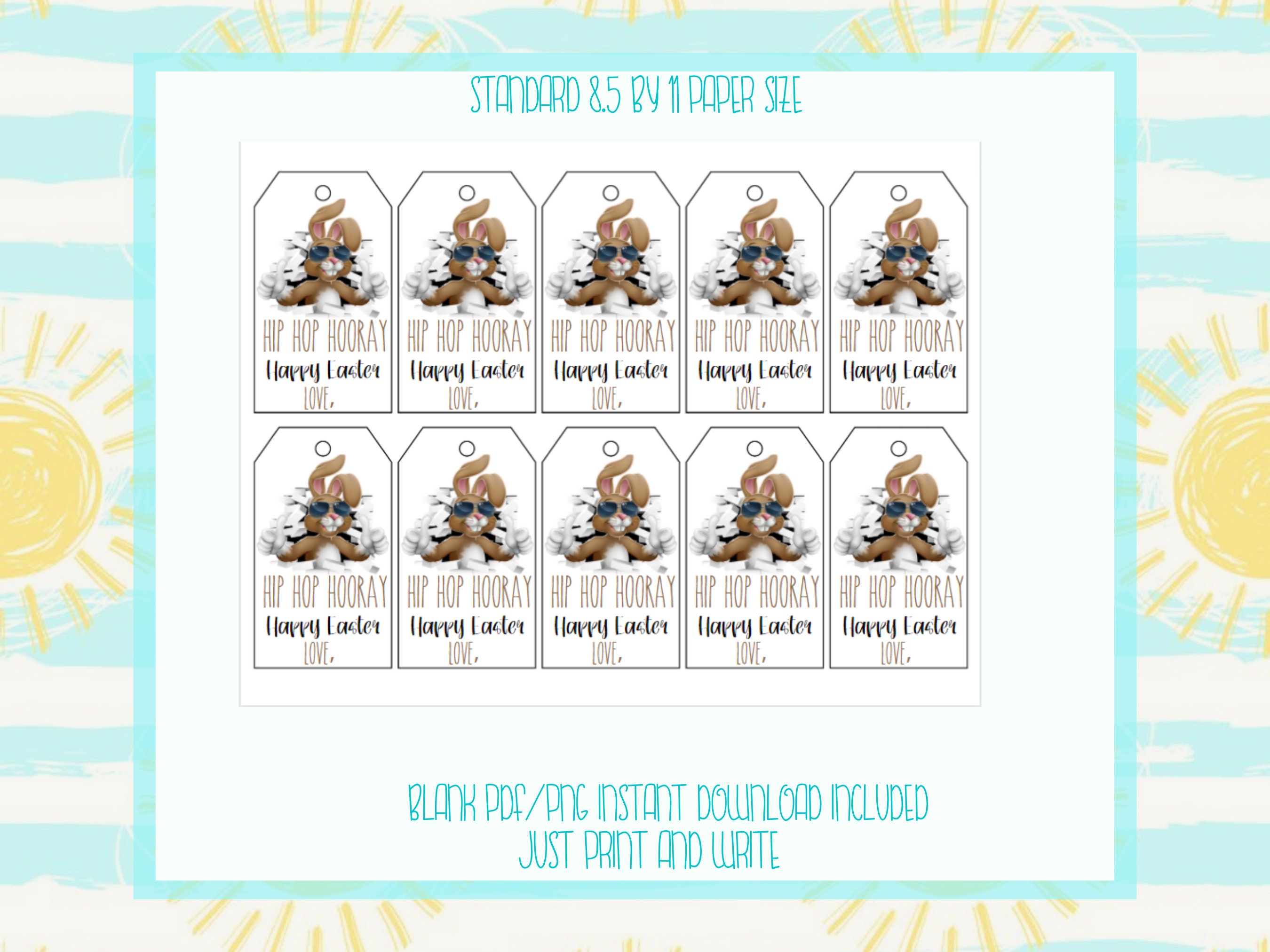 Editable Hip Hop Hooray Favor Tag , Hip Hop Hooray Tag , Easter Tag ...