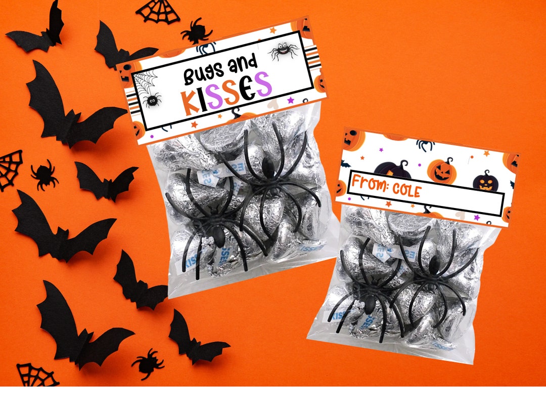 Editable Halloween Gift Tag , Bugs and Kisses, Gift Tag for Students ...