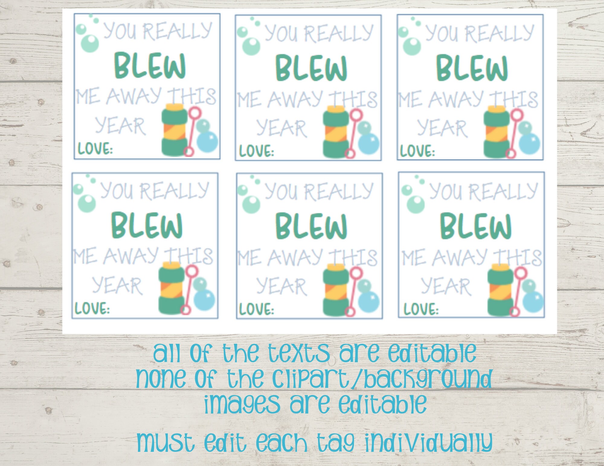 Editable End of Year Gift Tag , Blew Me Away Tag , End of Year Gift ...