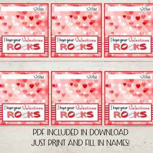Editable Valentines Gift Tag, I Hope Your Valentines Rocks , Gift Tag ...