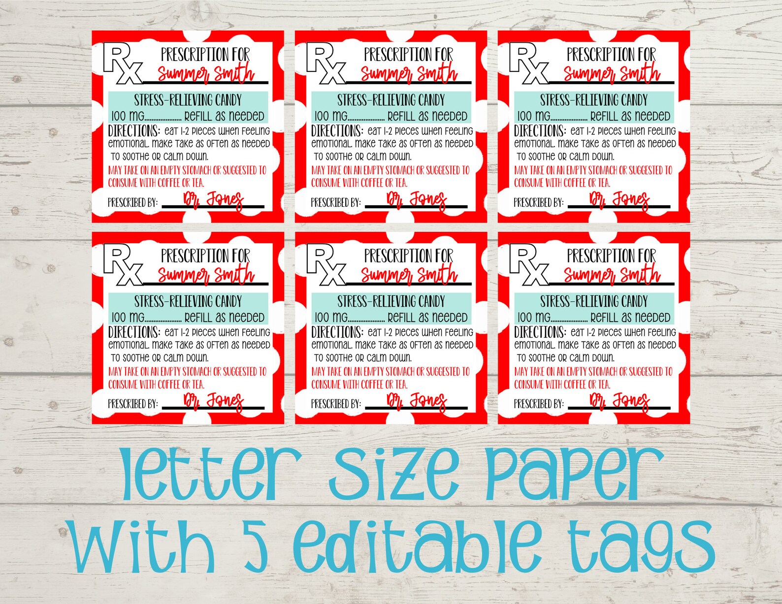 Editable RX Prescription Candy Tag, Nurse Appreciation, Printable ...