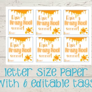 Editable End of Year Gift Tag , Krazy Kool Summer Tag , End of Year ...