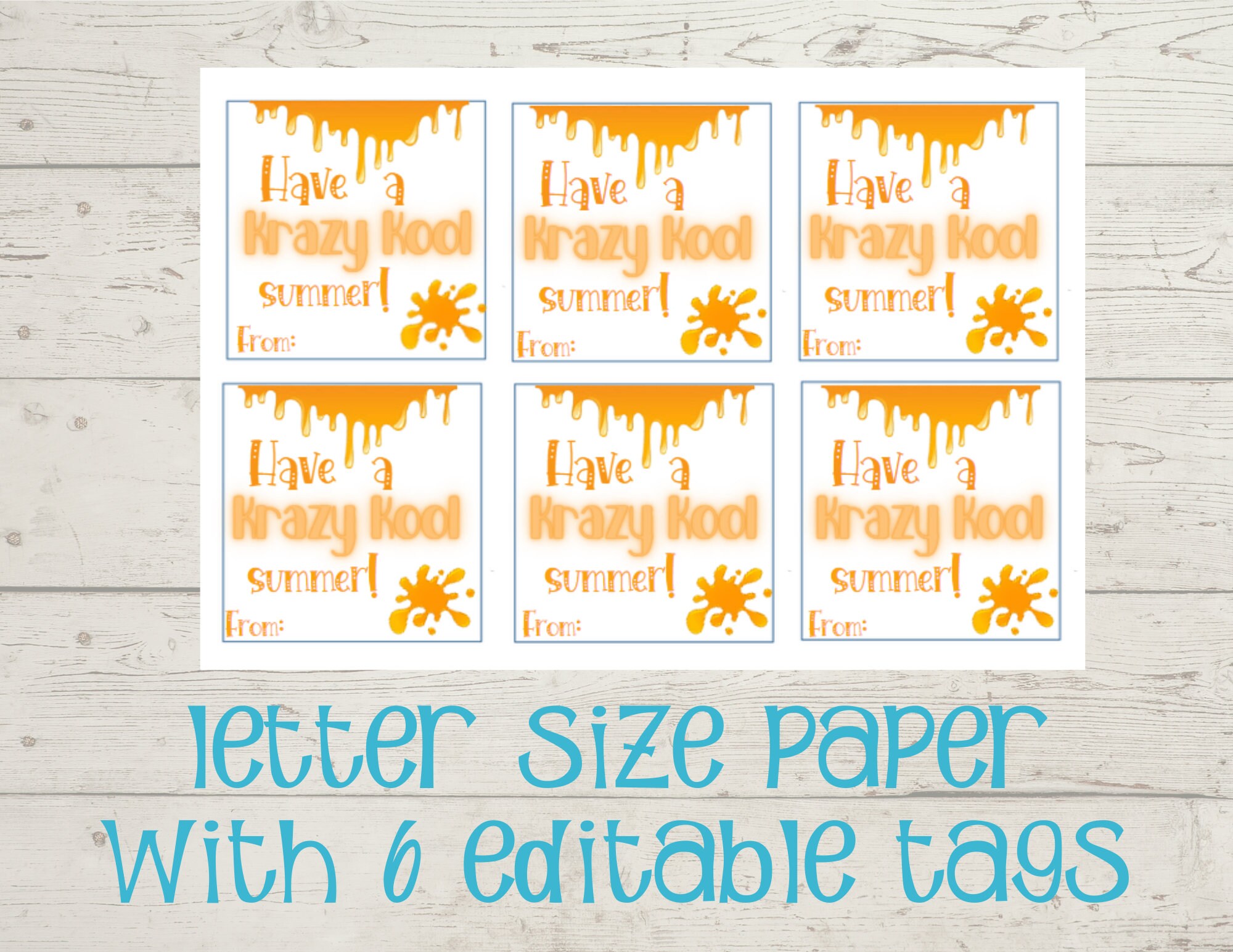 Editable End of Year Gift Tag , Krazy Kool Summer Tag , End of Year ...