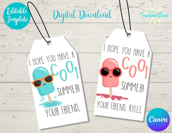 Editable End of Year Gift Tag Have a Cool Summer Tag End | Etsy