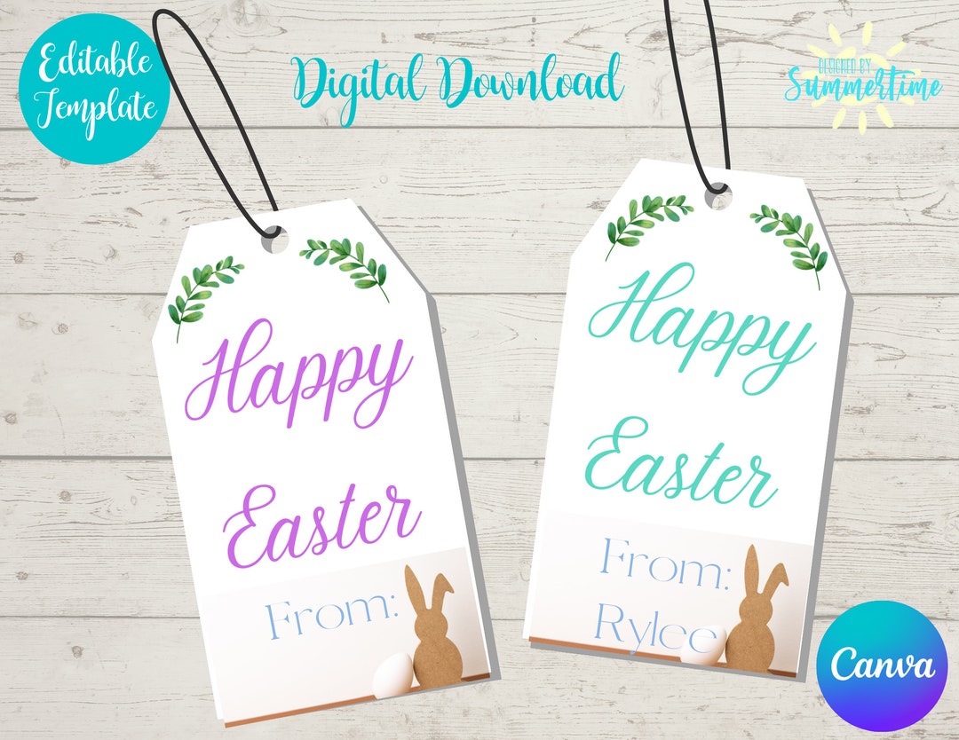 Editable Happy Easter Favor Tag , Happy Easter Tag , Easter Tag , Happy ...