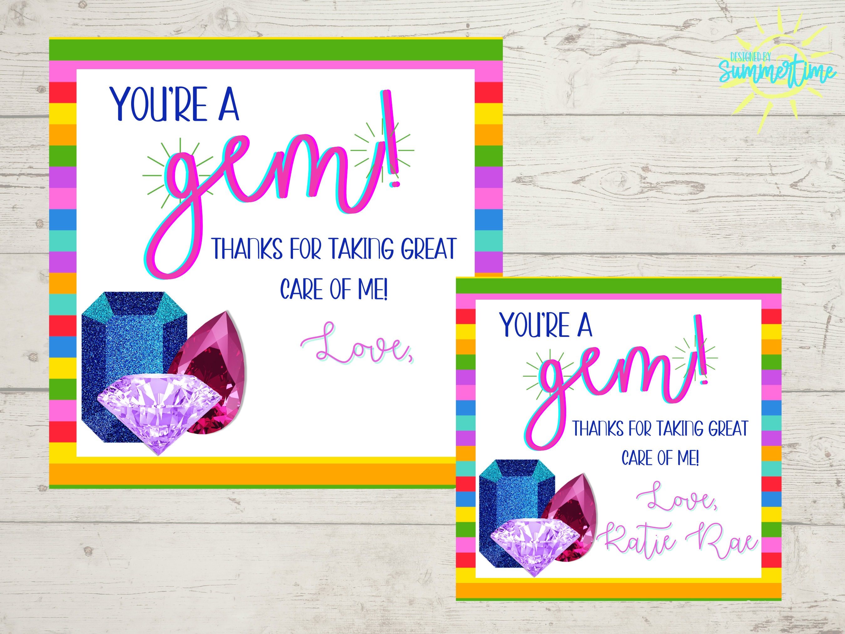 Editable You're A Gem Tag, Thank You Gift Tag for Students Teachers ...