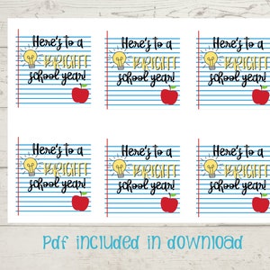 Editable Beginning of School Gift Tag , Bright School Year Tag , School ...