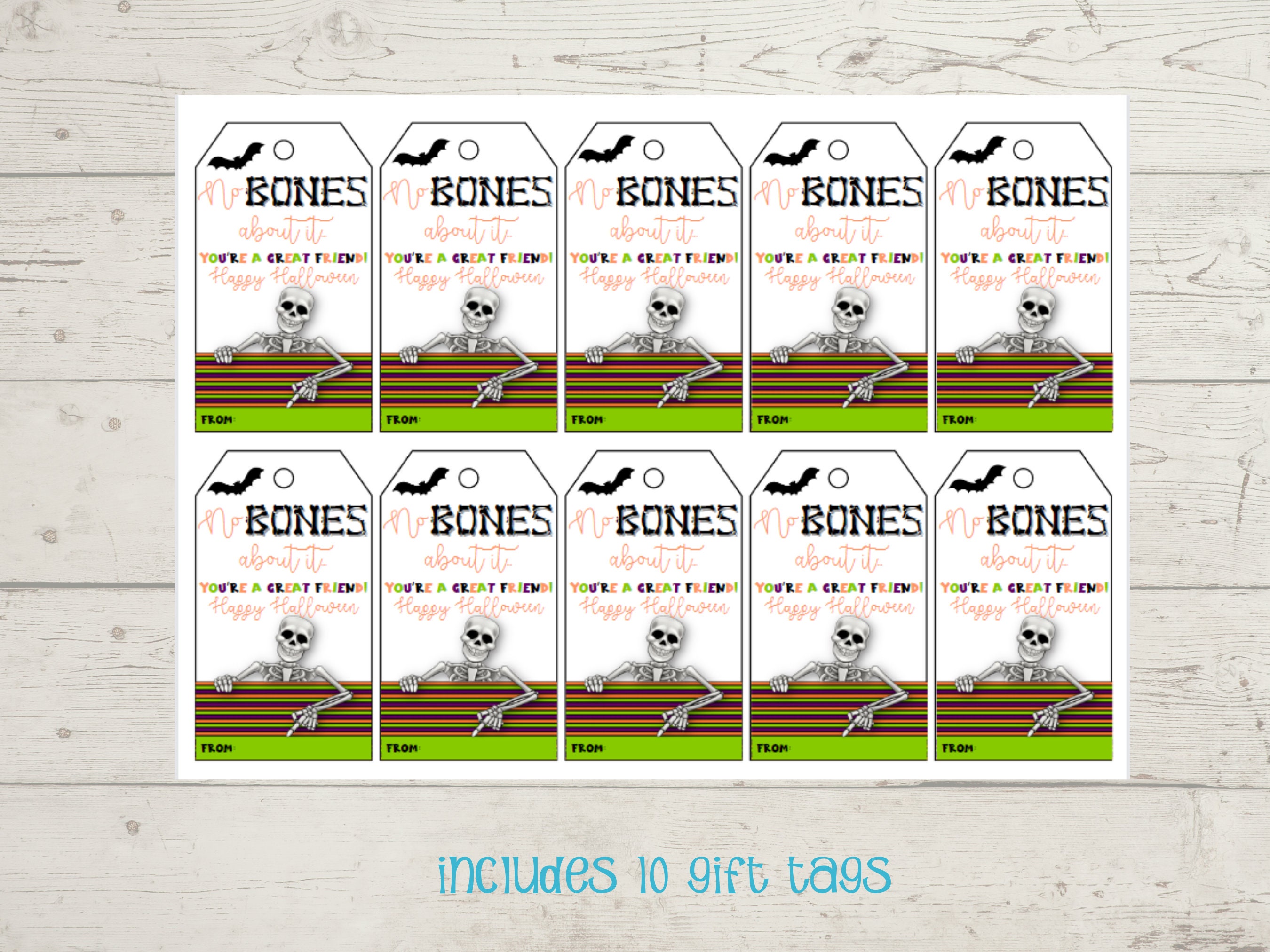 Editable Halloween Gift Tag , No Bones About It , Gift Tag for Students Teachers Employees ...
