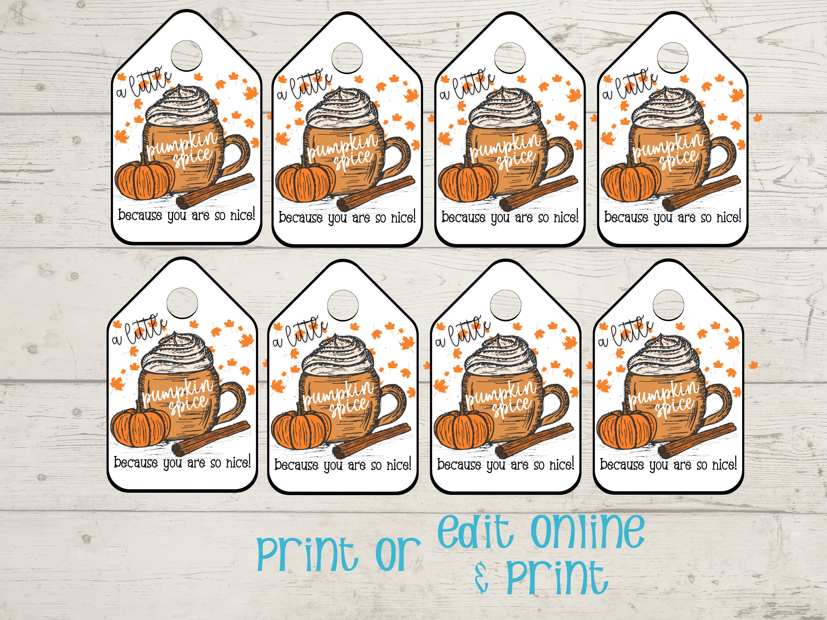 Editable Fall Autumn Gift Tag Pumpkin Spice Gift Tag for - Etsy