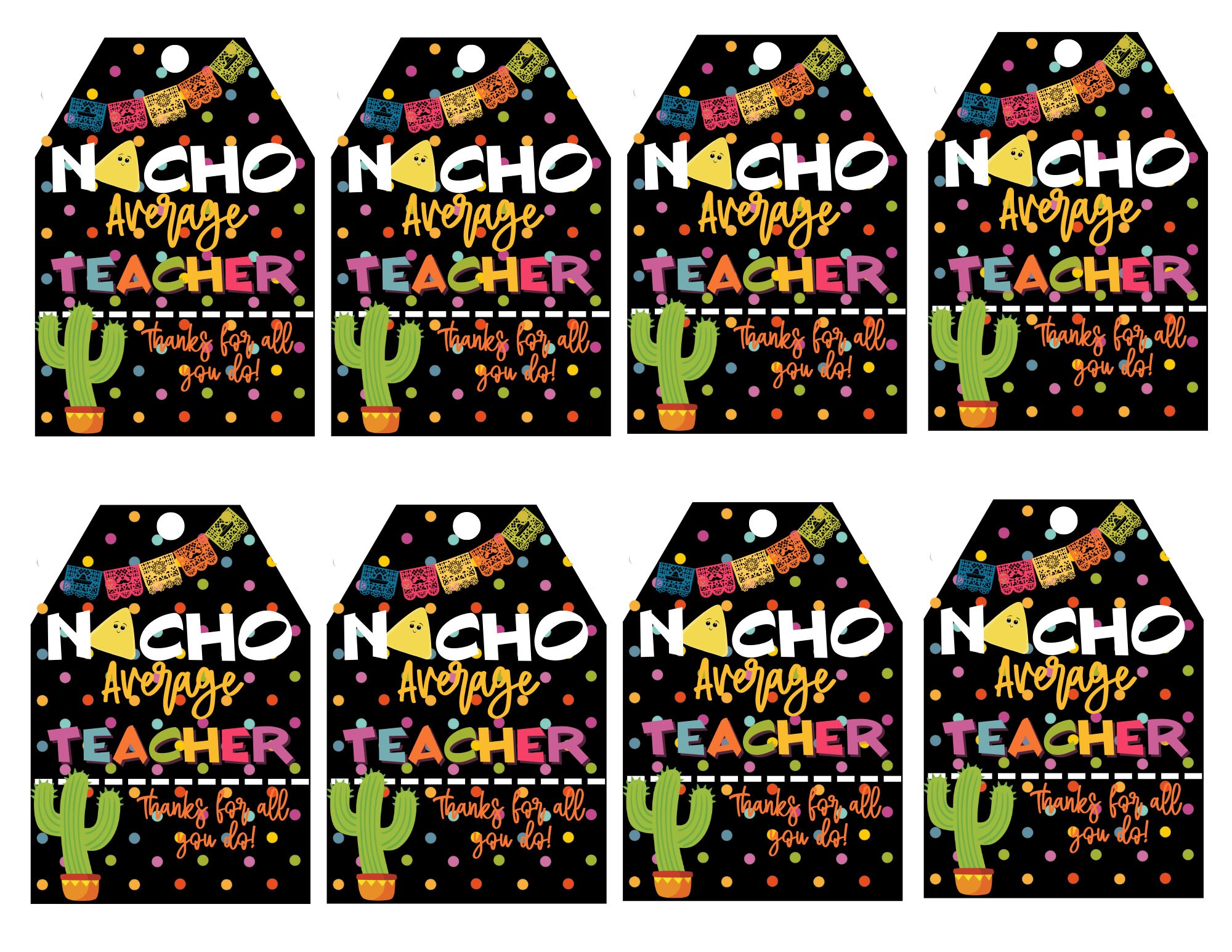 Editable Nacho Average Gift Tag , Mexican Appreciation Lunch , Teacher ...