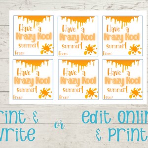Editable End of Year Gift Tag , Krazy Kool Summer Tag , End of Year ...