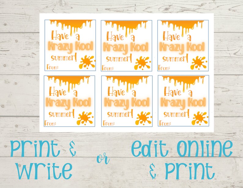 Editable End of Year Gift Tag , Krazy Kool Summer Tag , End of Year ...