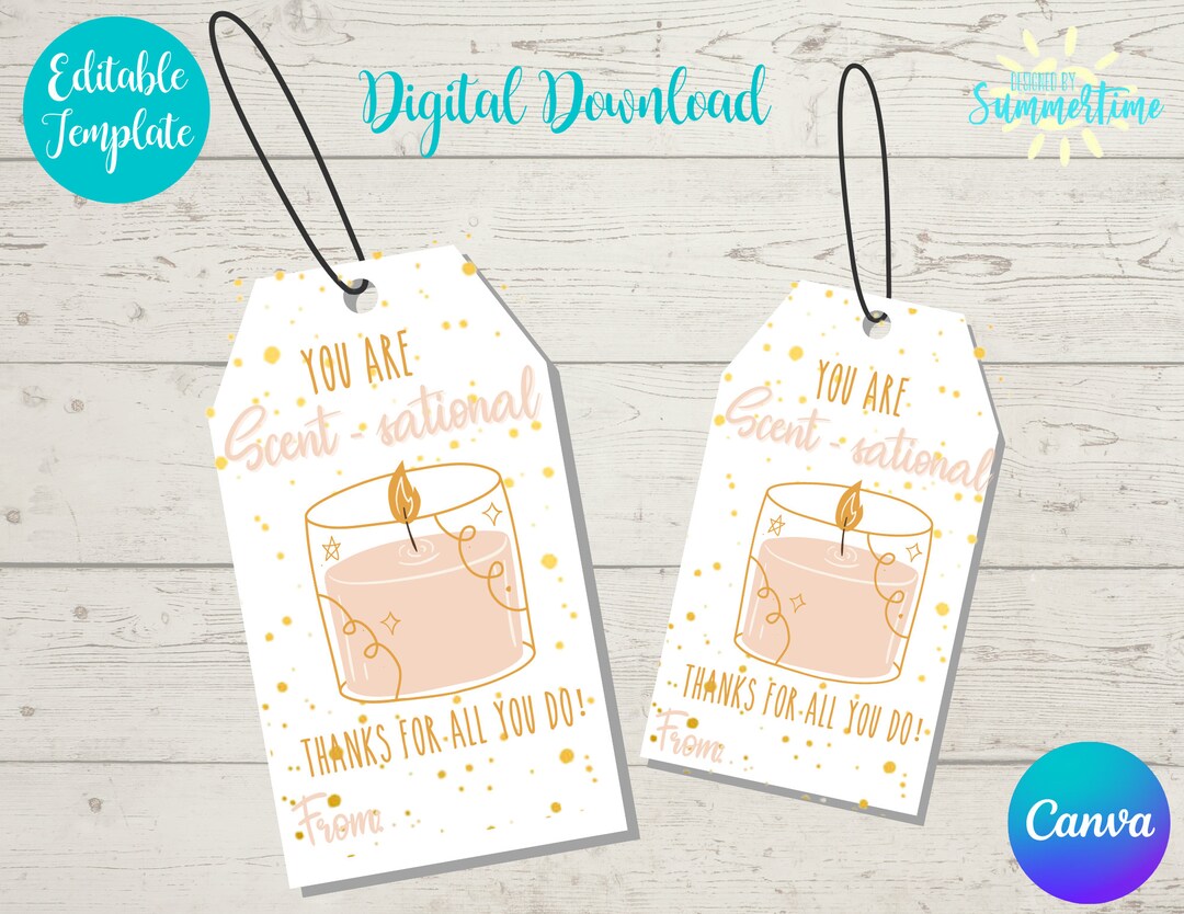 Editable Scent-sational Gift Tag , Candle Appreciation Gift ,candle ...