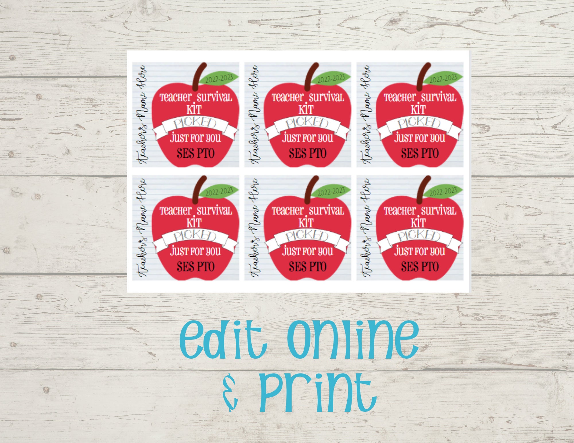 Editable Teacher Survival Kit Tag , Teacher Appreciation , Printable ...