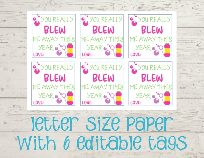Editable End of Year Gift Tag , Blew Me Away Tag , End of Year Gift ...