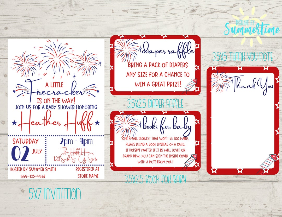 Firecracker Baby Shower Invitation Bundle, Patriotic Shower Theme ...