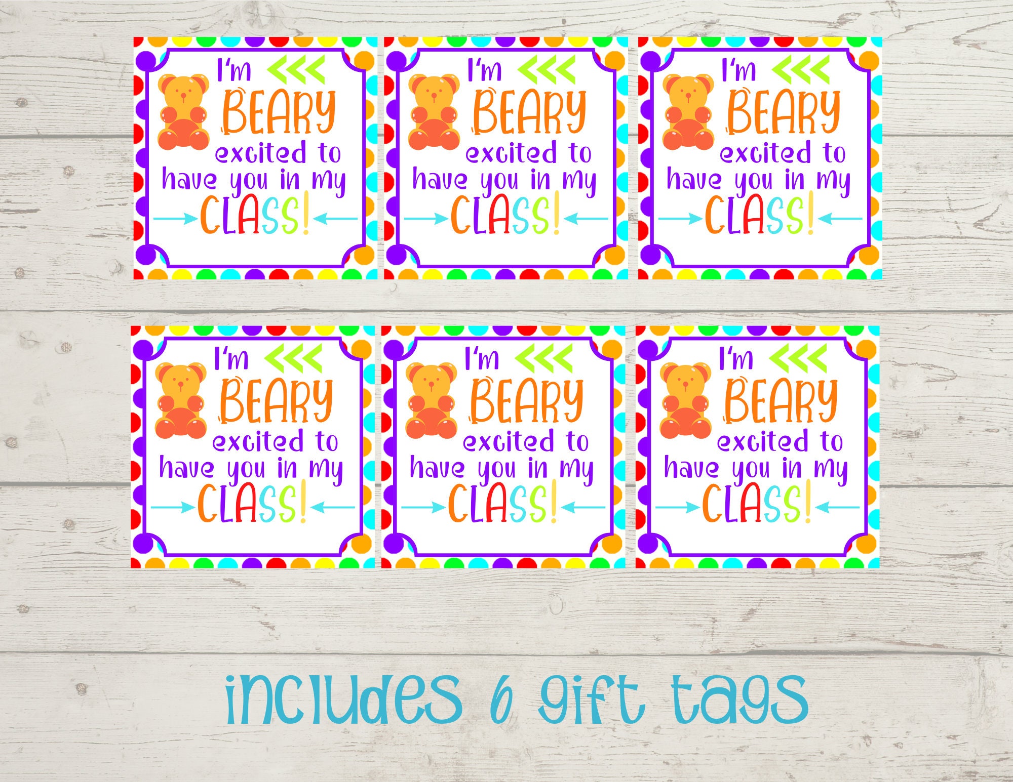 Editable Beginning of School Gift Tag , Gummy Bear Gift Tag , School ...