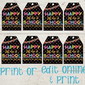 Editable Beginning of School Gift Tag , Happy First Day of School Gift ...