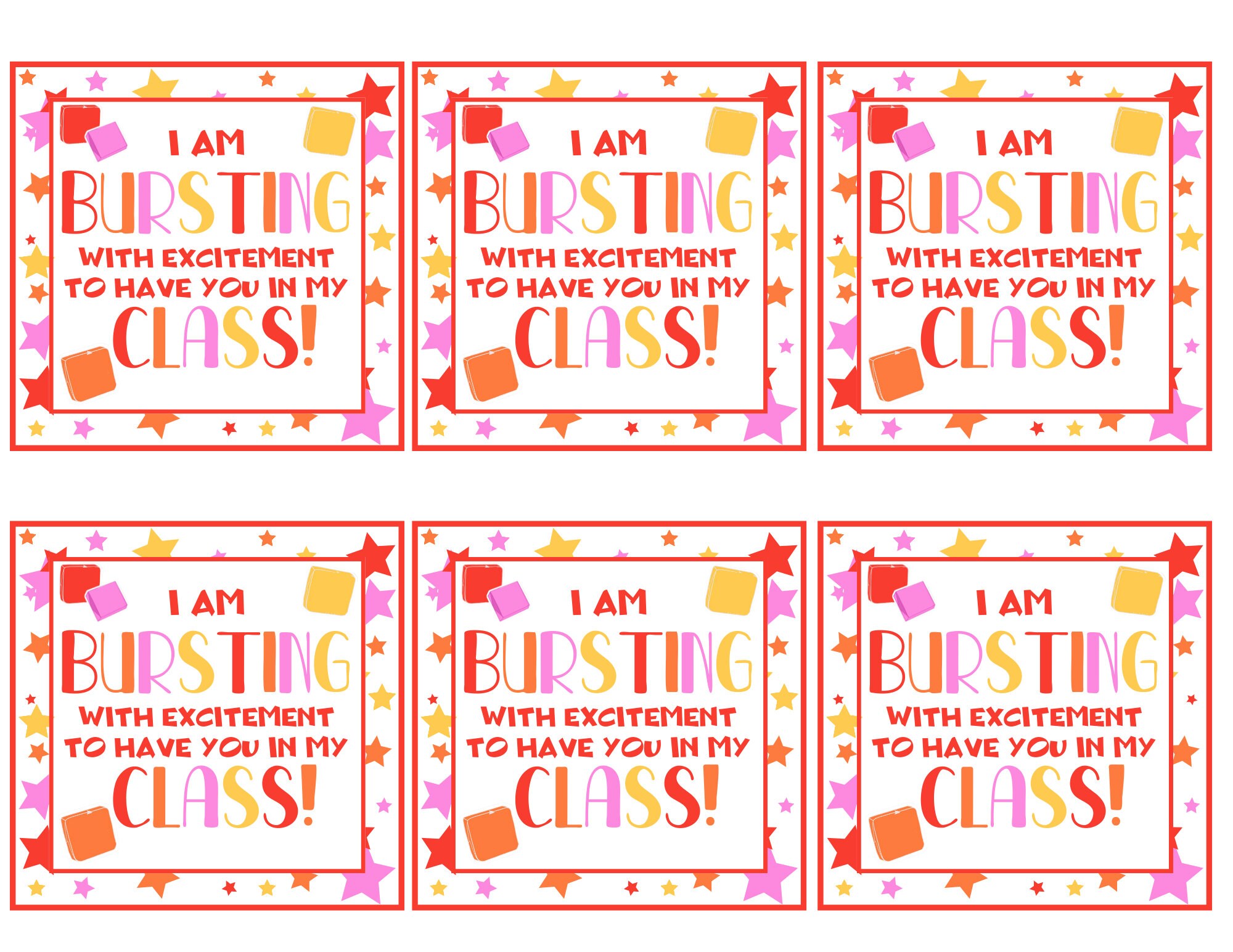 Editable Beginning of School Gift Tag , Starburst Gift Tag , School ...