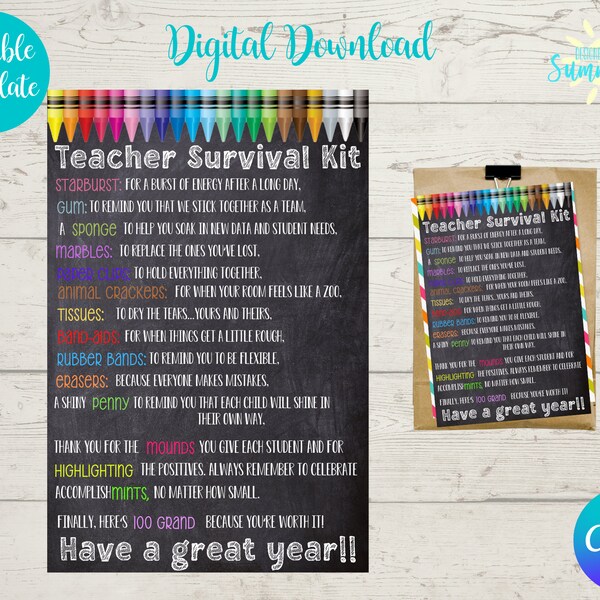 Teacher Survival Kit - Etsy