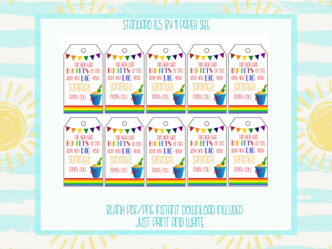 Editable End of Year Gift Tag Buckets of Fun Tag End of | Etsy
