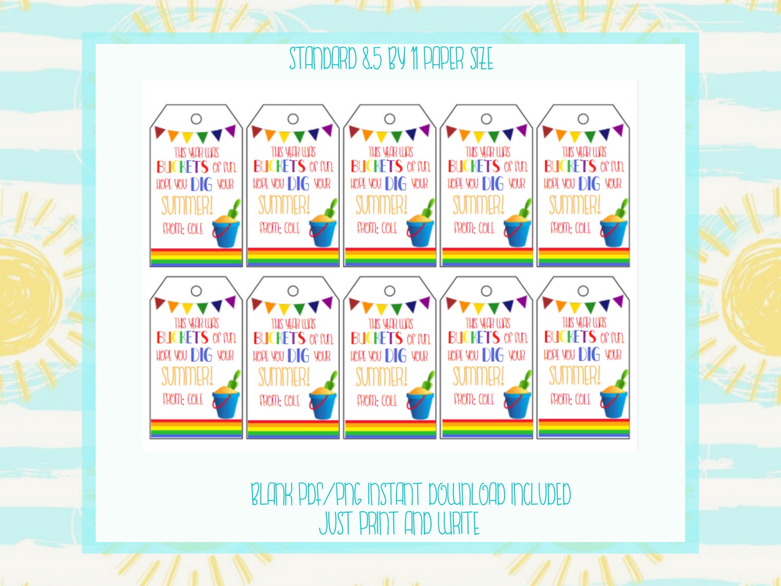 Editable End of Year Gift Tag Buckets of Fun Tag End of | Etsy