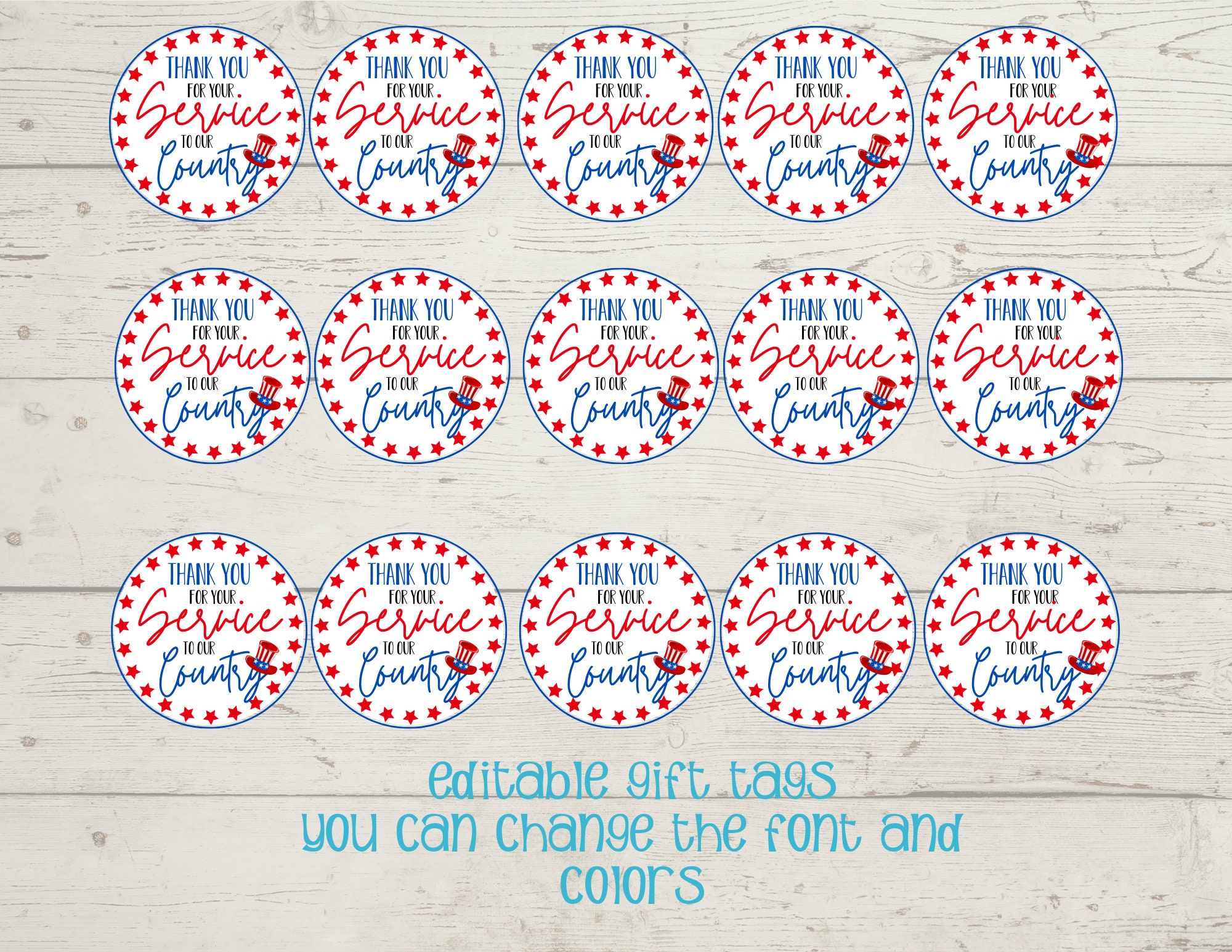 Editable Memorial Day Gift Tag , American Hero Memorial Day Favor Tag ...