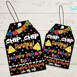 Editable Chip Chip Hooray Tag , First Day of School Tag , Gift Tags for ...