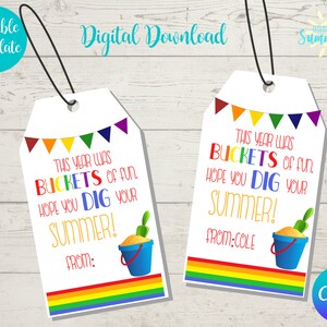 Editable End of Year Gift Tag , Buckets of Fun Tag , End of Year Gift ...
