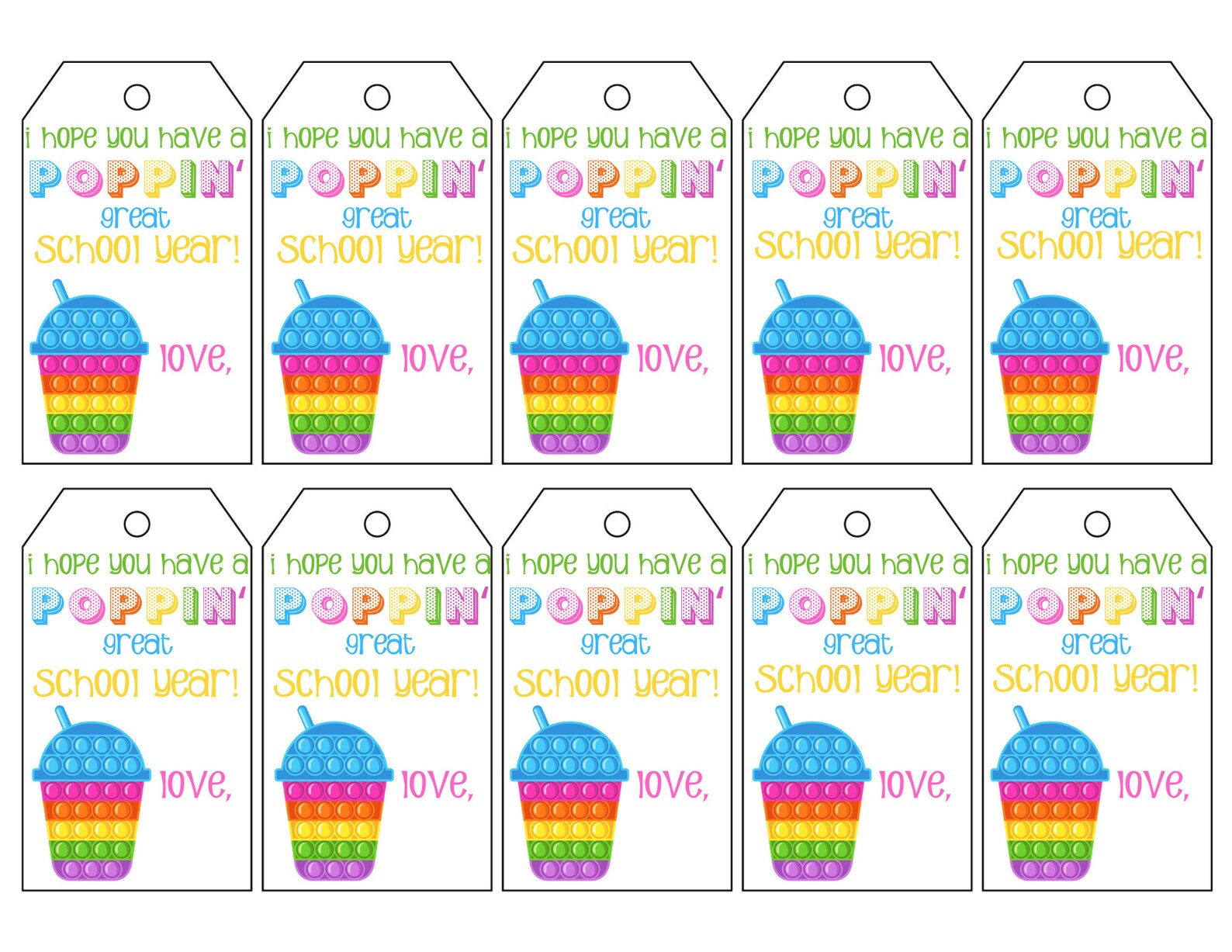 Beginning of Year Gift Tag , Poppin School Year Tag , Beginning of Year ...