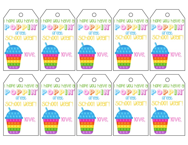 Beginning of Year Gift Tag , Poppin School Year Tag , Beginning of Year ...